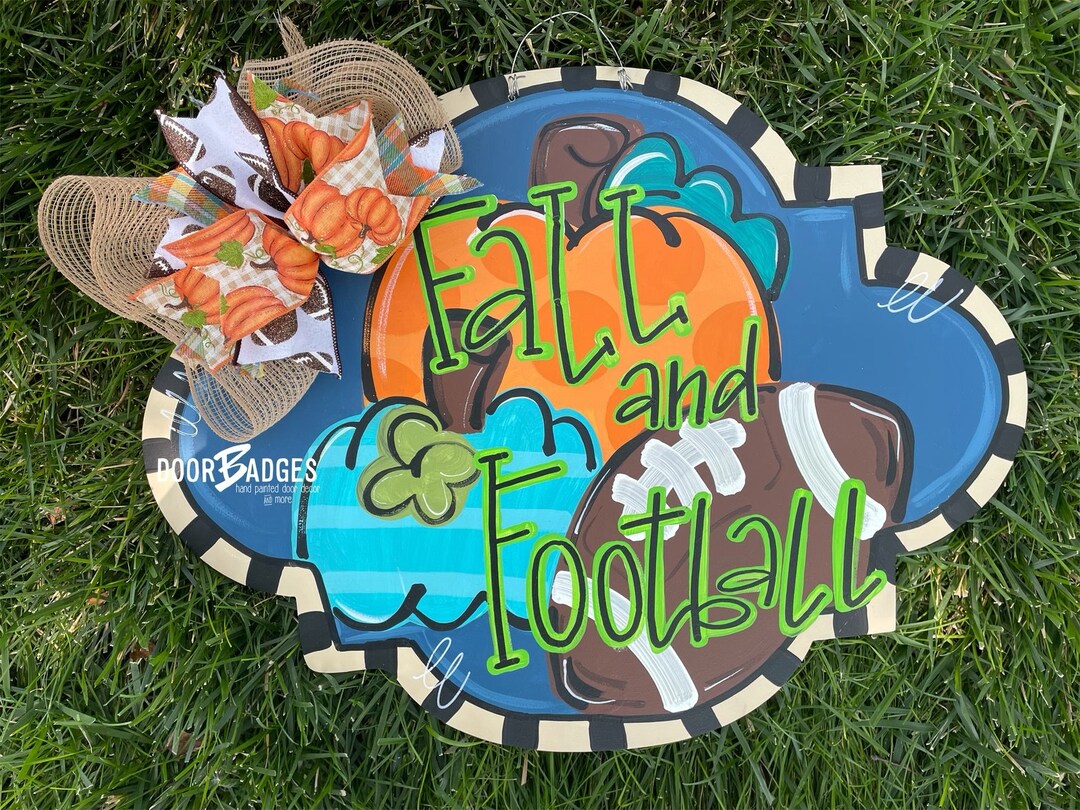Fall and Football Door Hanger- Football - Thanksgiving Fall Door Decor ...
