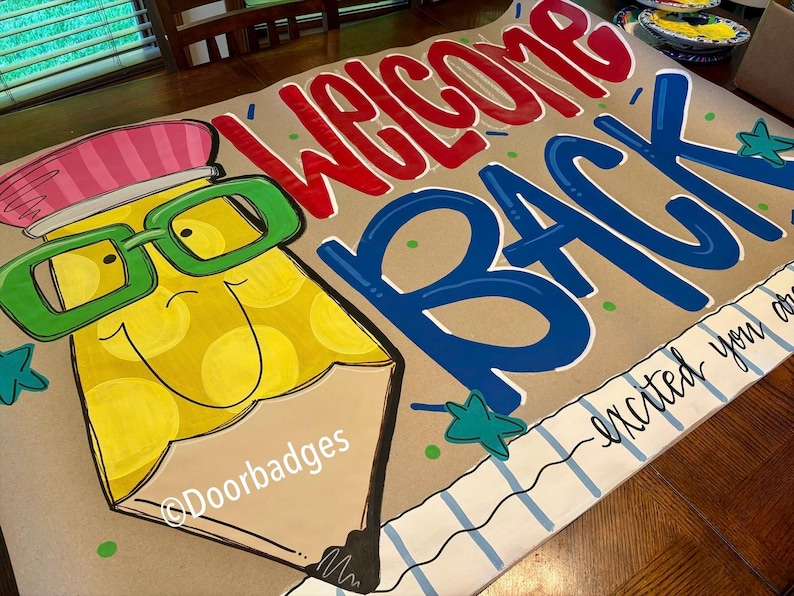 Back to School Hand Painted Party Banners - Kraft Party Decorations ...