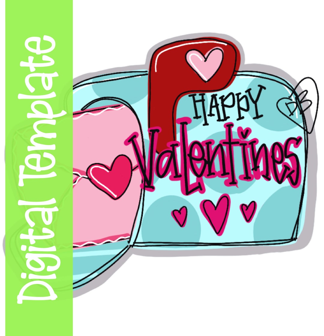 TEMPLATE: Heart Mailbox Valentine Door Hanger Download Template ...