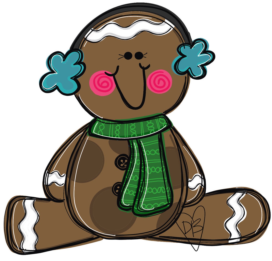 Gingerbread With Ear Muffs Door Hanger - Merry Christmas Door Decor ...