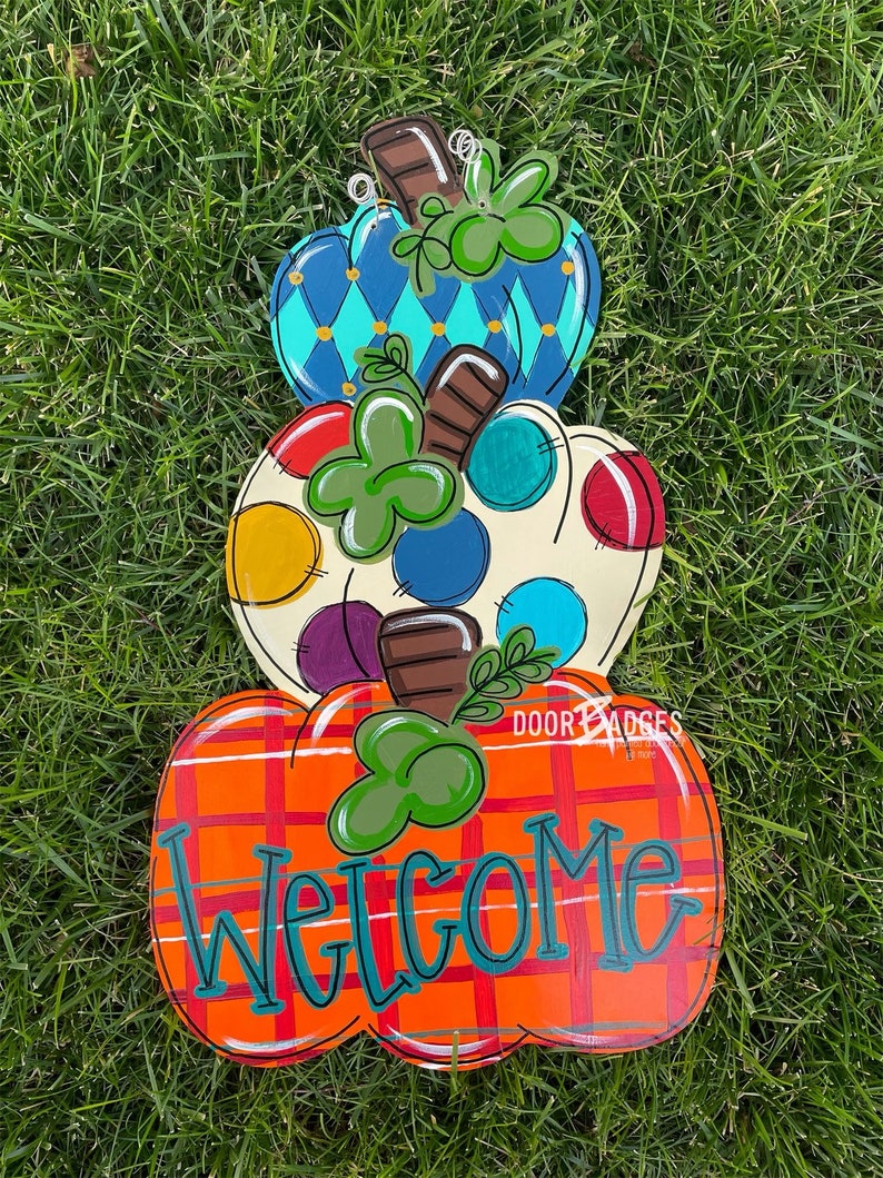 Pumpkin Stack - Tiered Fall Door Hanger, Fall Door Decor, Thanksgiving ...