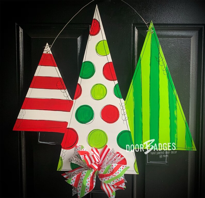 Christmas Tree Door Hanger Tree Trio Door Decoration - Etsy