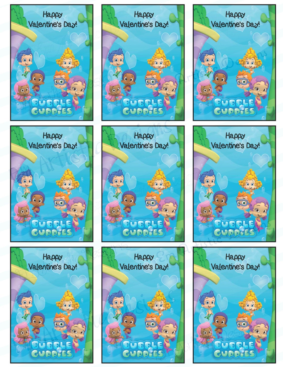 Bubble Guppies Valentines}classroom Pack}digital Download} Mini ...