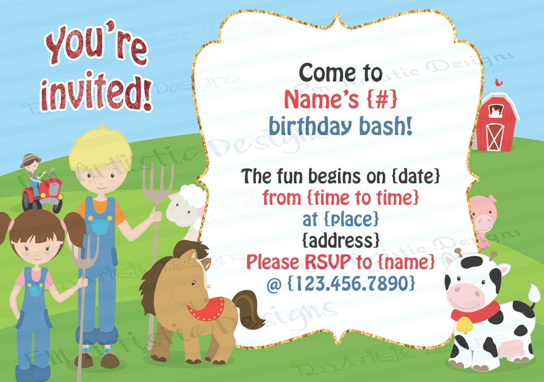 INDIVIDUAL Farm Friends Children's Birthday Party - Etsy
