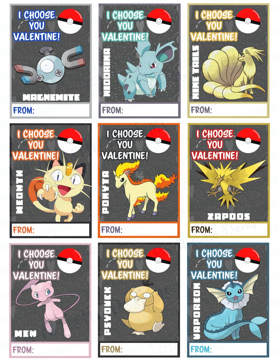 INSTANT DOWNLOAD Pokemon Inspired Valentine's Day | Etsy