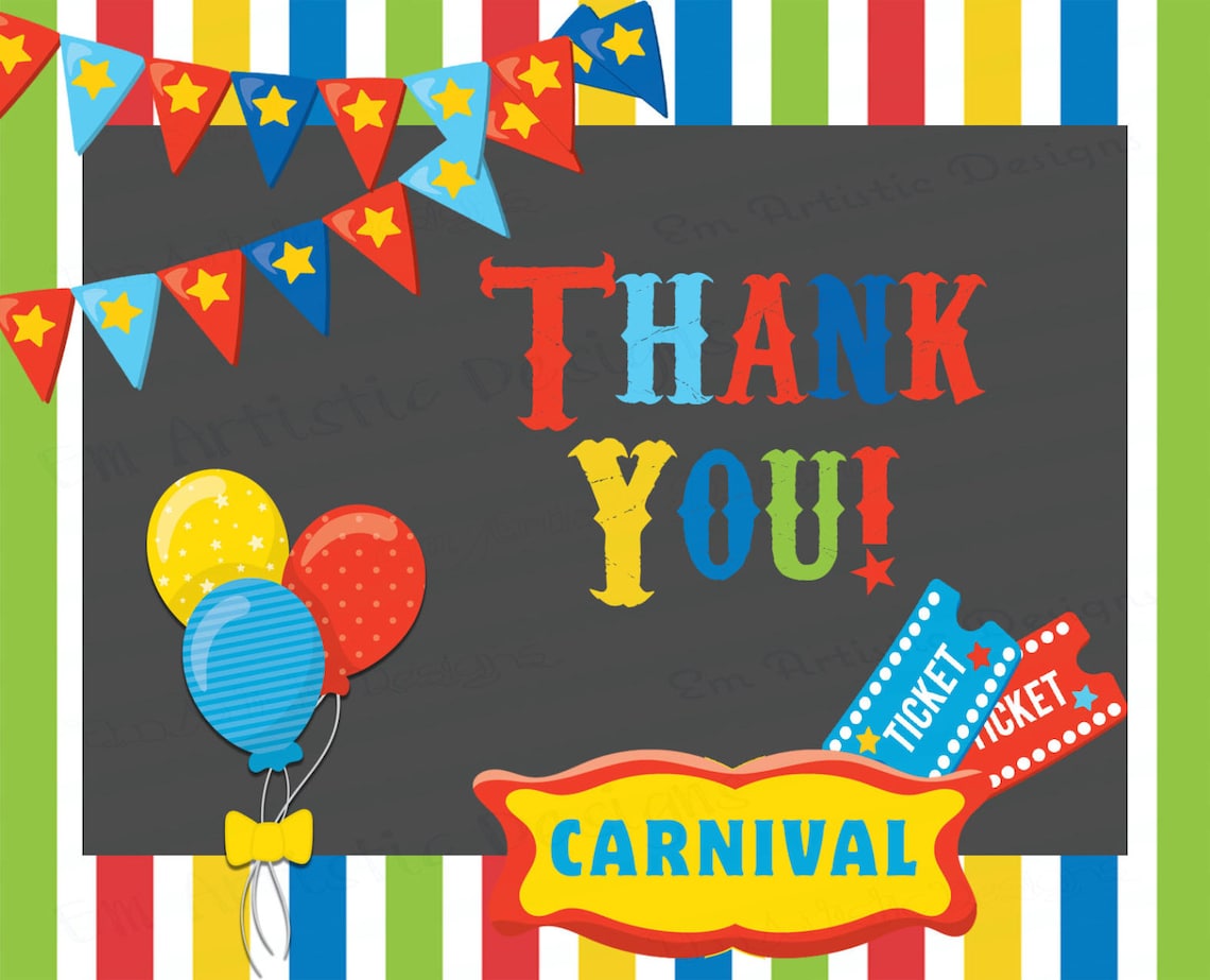 SET OF 12 Carnival Thank You Cards A2 Envelopes - Etsy