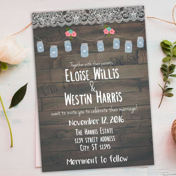 Shabby Chic Wedding Invitation - Etsy