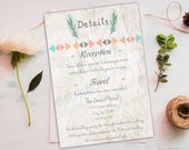 Items similar to Printable Style RT001 Rustic Tribal Wedding invitation Set}Custom Wedding ...