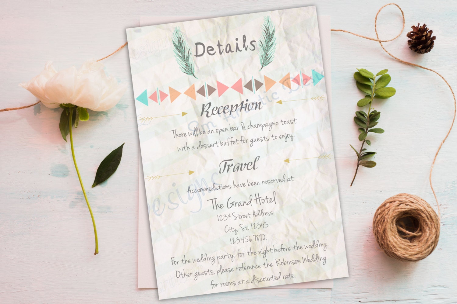 Printable Style RT001 Rustic Tribal Wedding invitation | Etsy