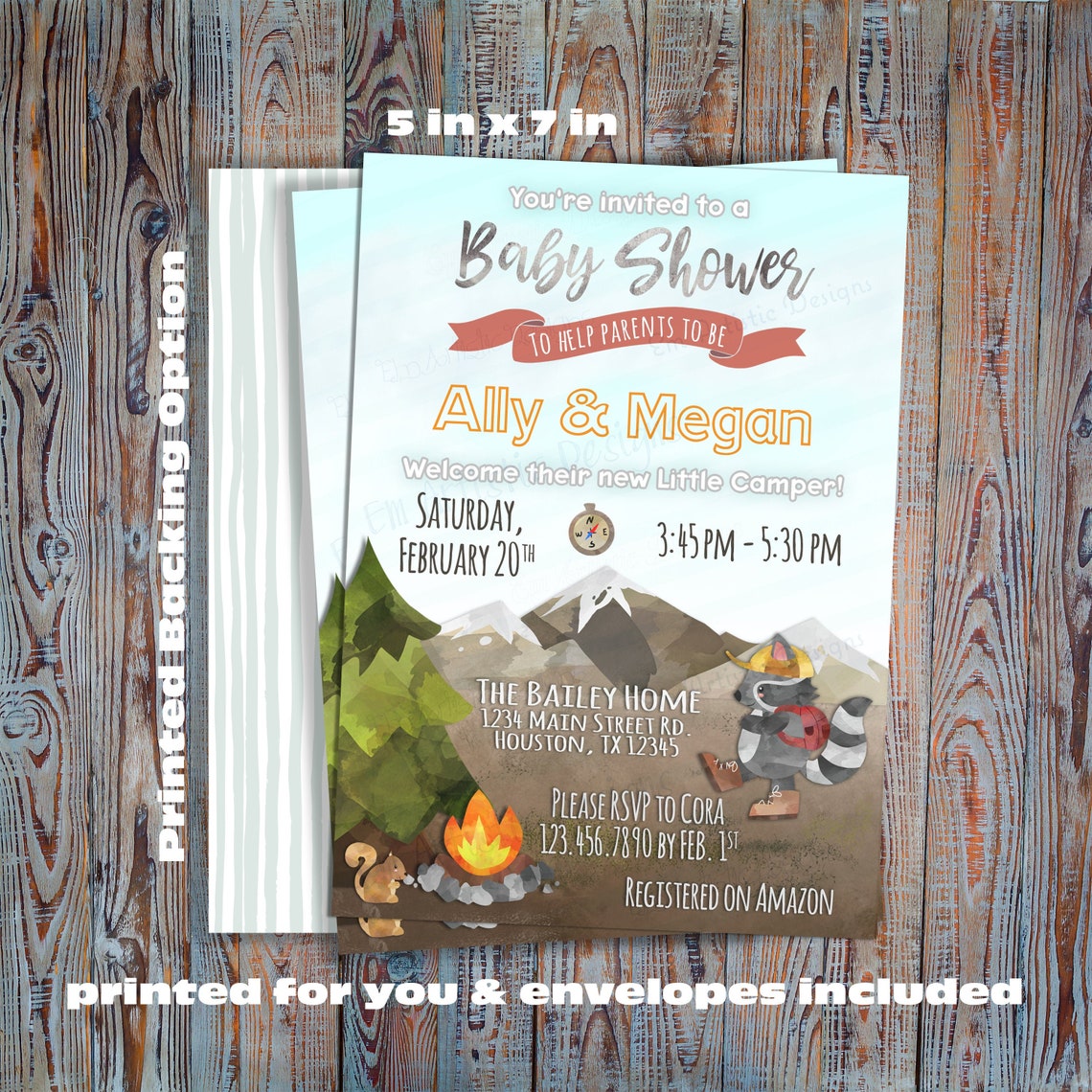 INDIVIDUAL Camping Baby Shower Invitations Printed for You | Etsy