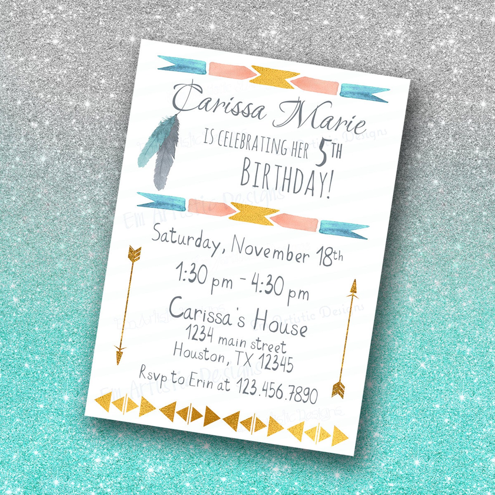 PRINT AT HOME Birthday Party Invitations A7customized - Etsy
