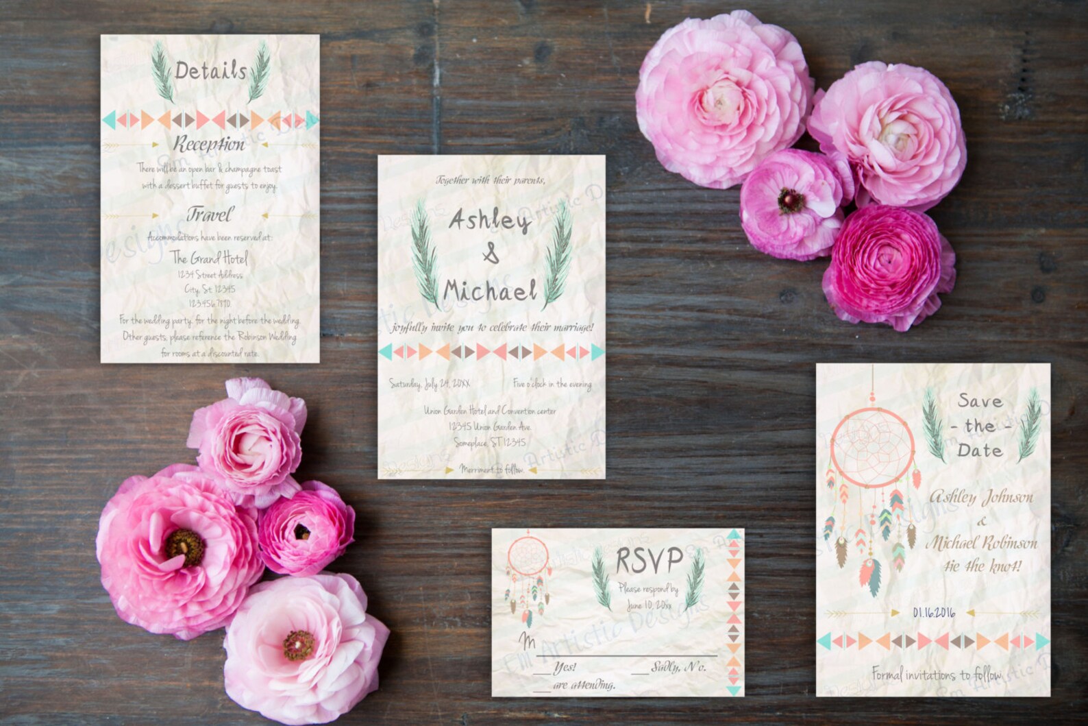Printable Style RT001 Rustic Tribal Wedding Invitation - Etsy