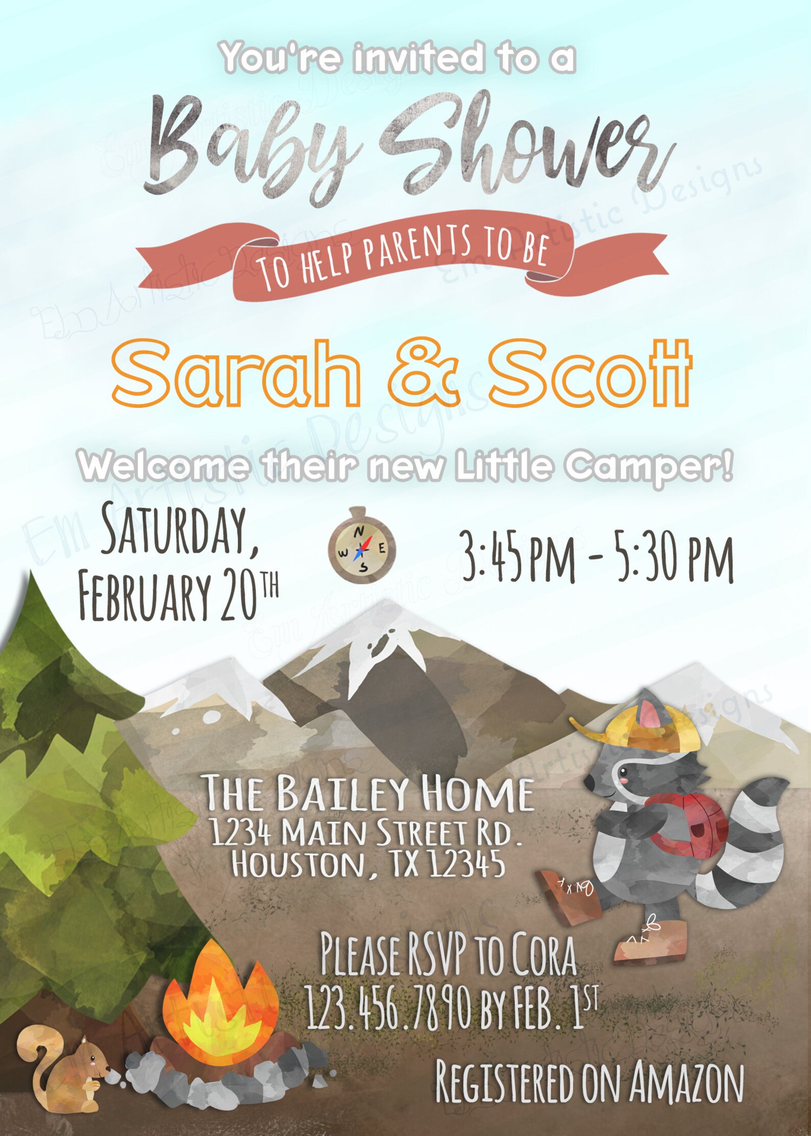 INDIVIDUAL Camping Baby Shower Invitations Printed for You | Etsy