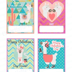 INSTANT DOWNLOAD Llama Valentines Download and Print at Home 4 per ...