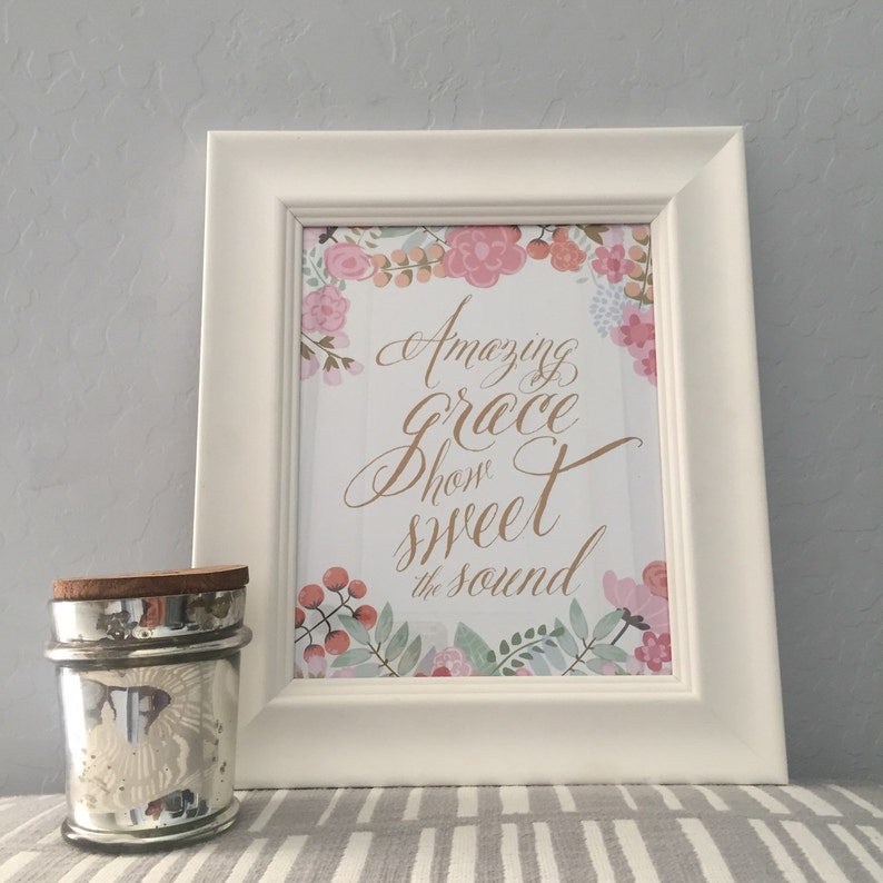Amazing Grace Scripture Print Faith Print Gospel Hymn - Etsy