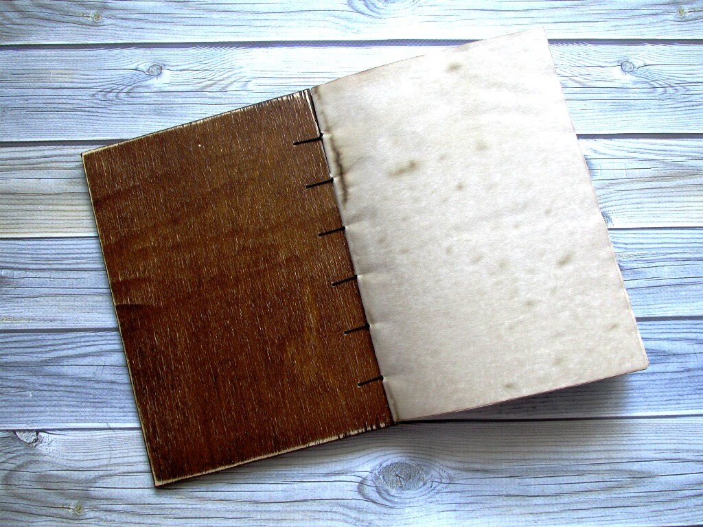 Wooden Book for Records With an Engraving Handmade,notepad for a Man in ...