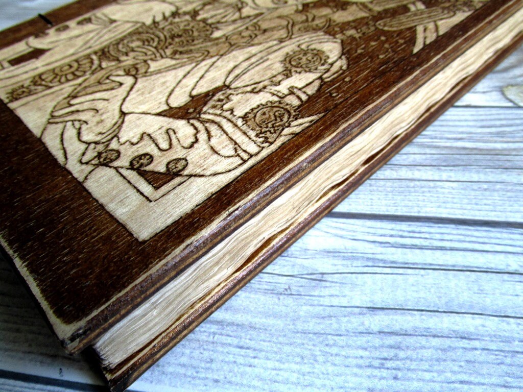 Wooden Book for Records With an Engraving Handmade,notepad for a Man in ...