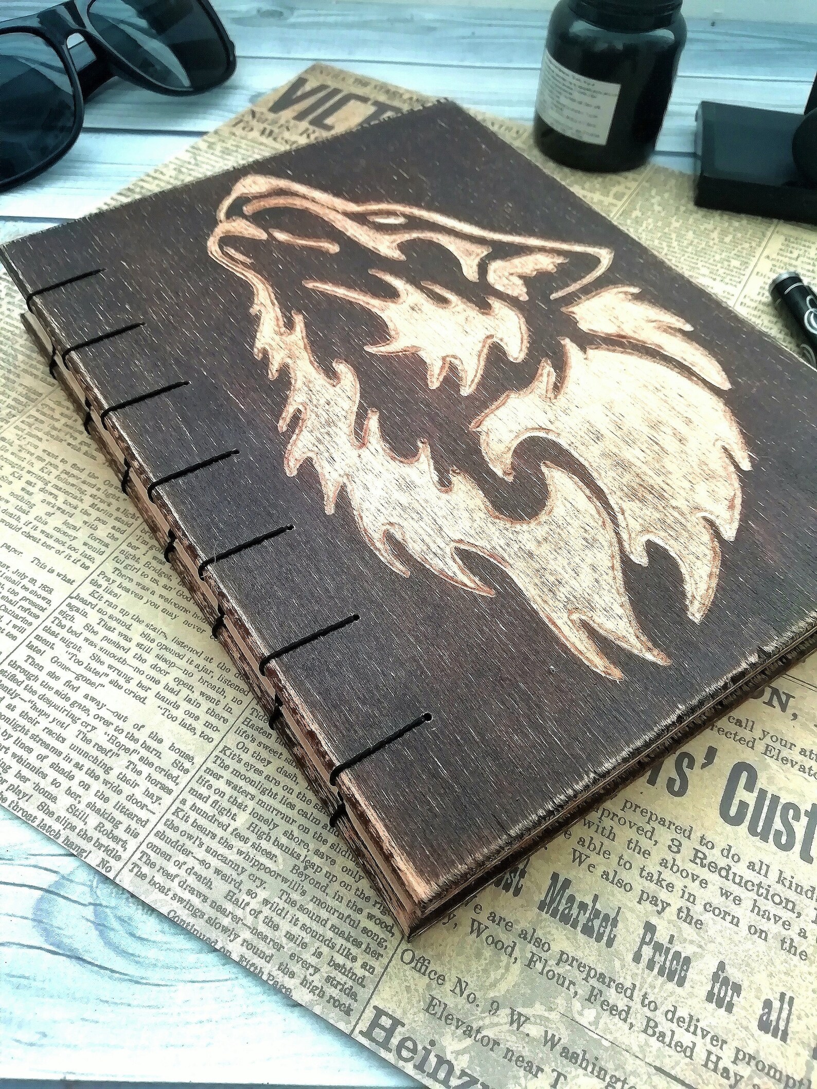 Notepad for a Man in a Wooden Cover,wooden Book for Records With an ...
