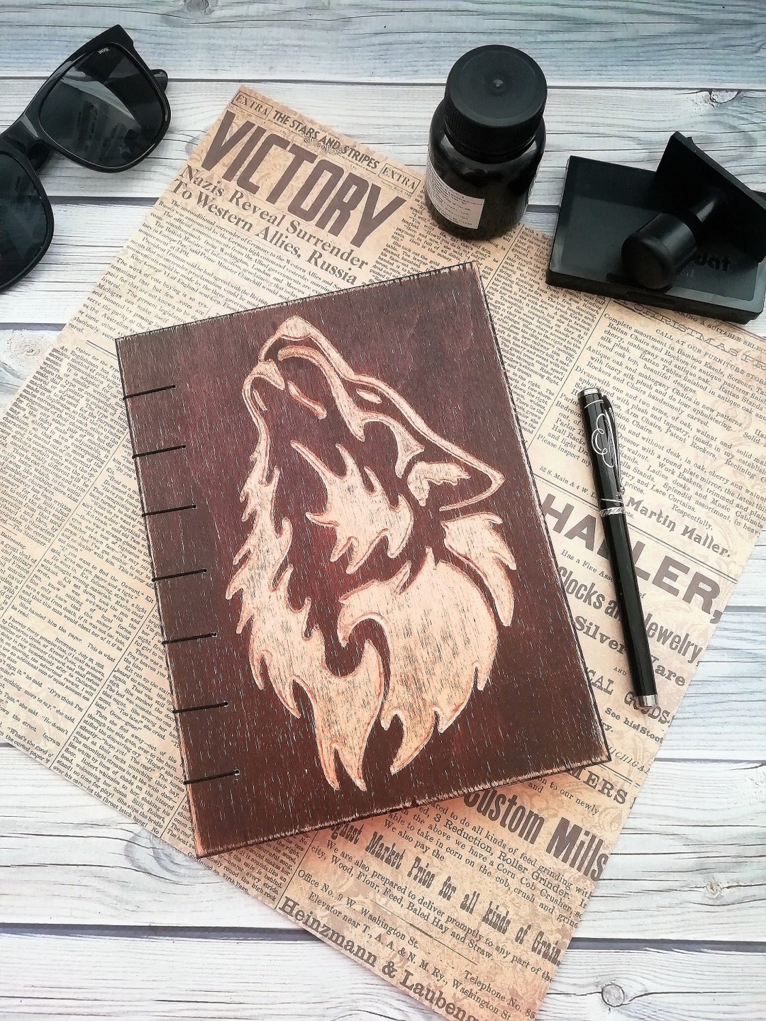 Notepad for a Man in a Wooden Cover,wooden Book for Records With an ...