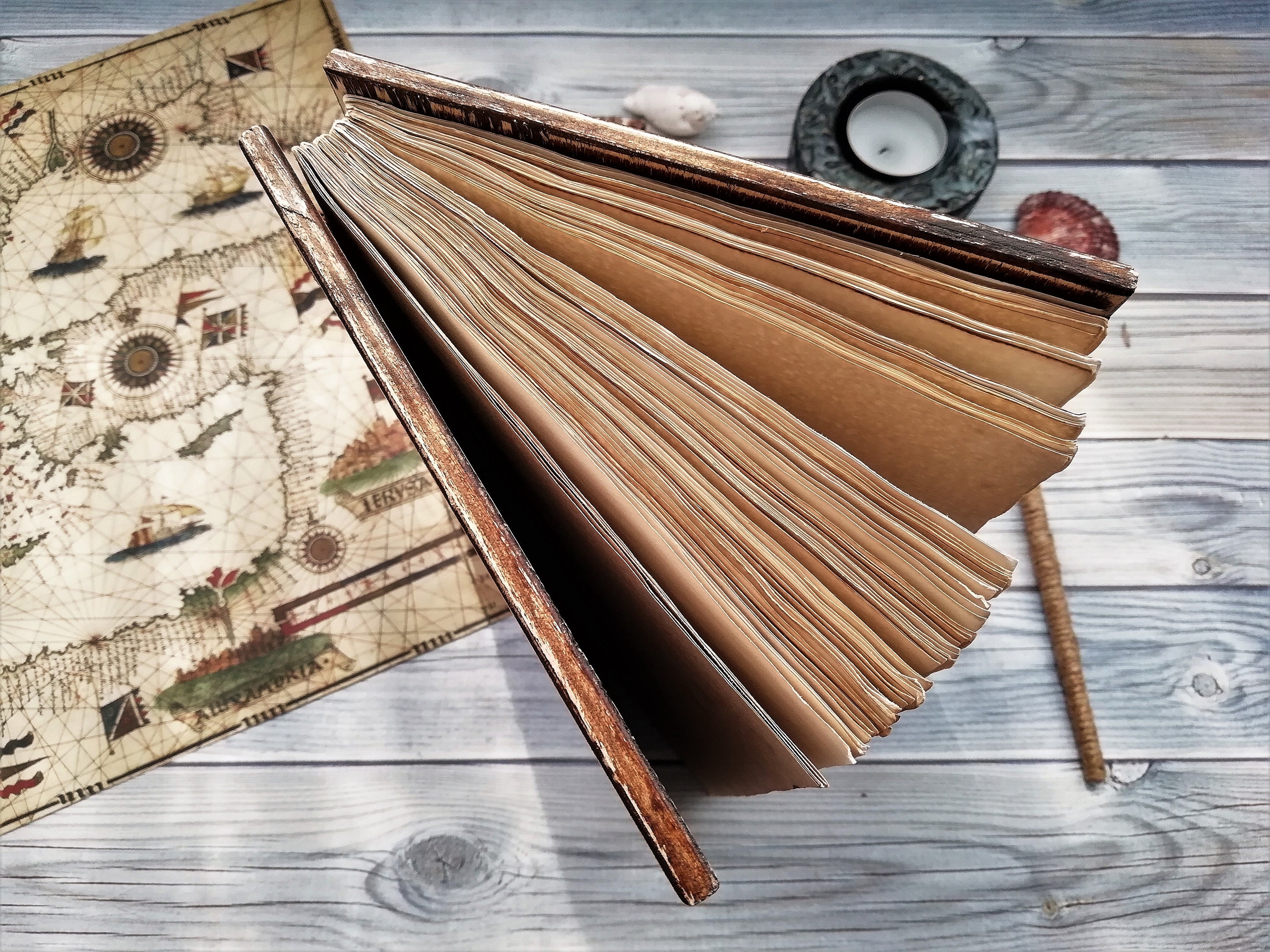 Notepad in Wooden Cover sea Marine Travel Book - Etsy