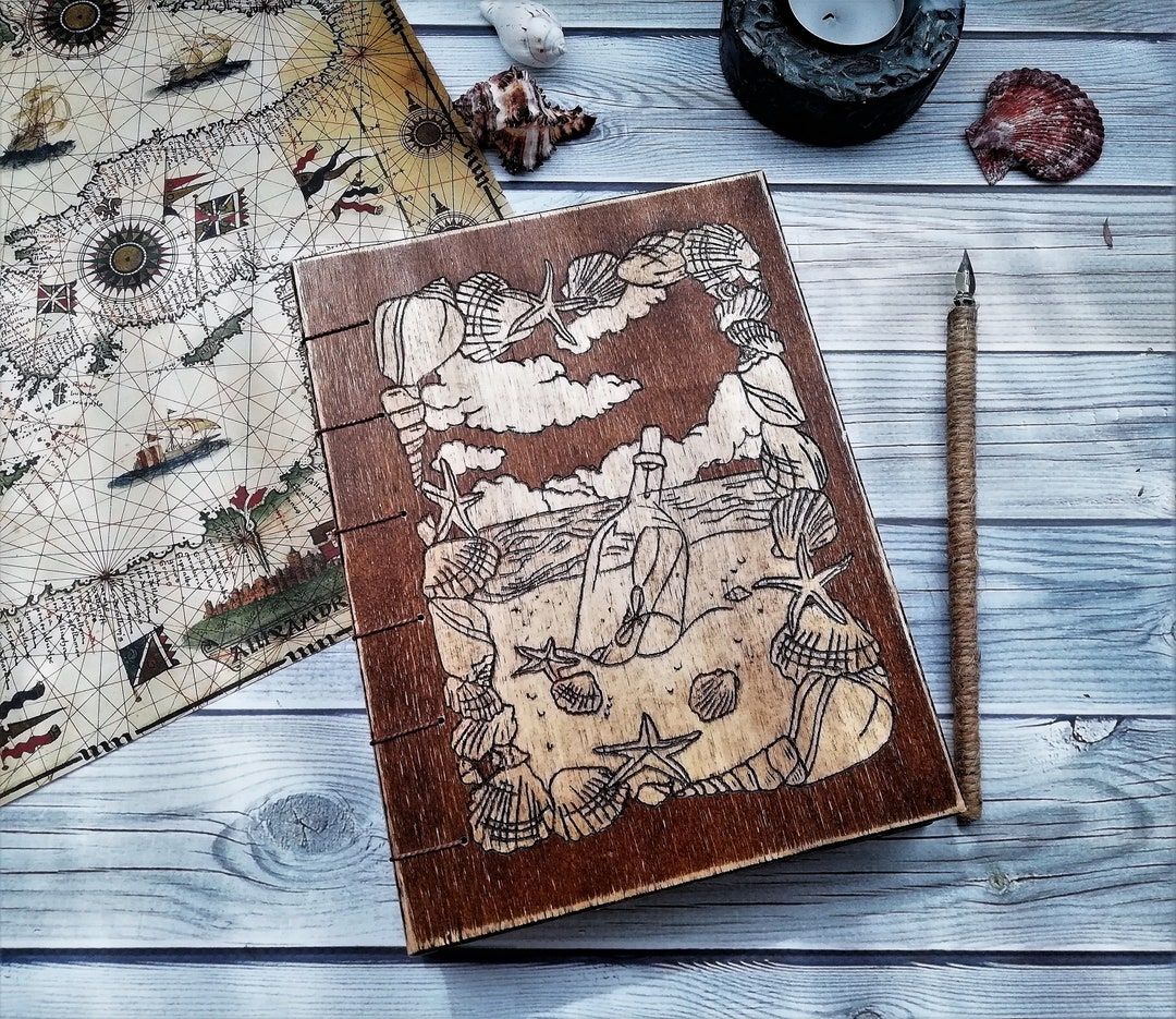 Notepad in Wooden Cover "sea", Marine Travel Book, Wooden Book for ...