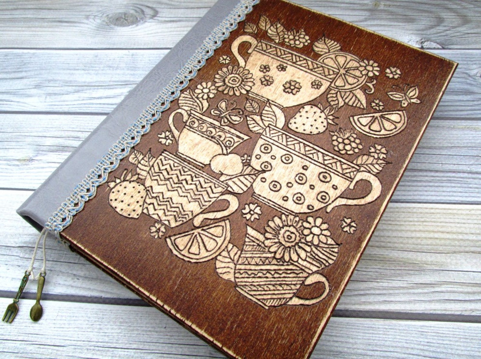 Cookbook, Recipe Book, Wooden Book for Writing Prescriptions, Wooden ...