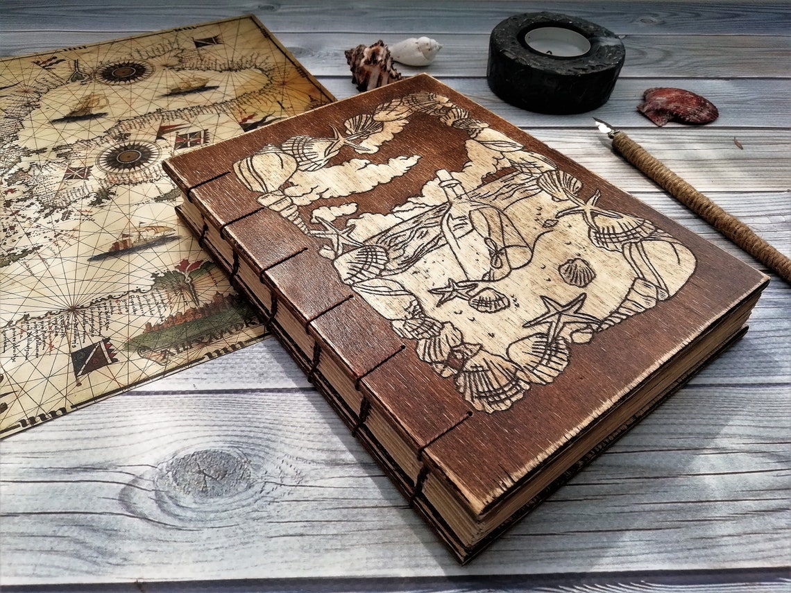 Notepad in Wooden Cover sea Marine Travel Book | Etsy