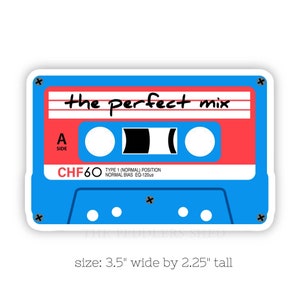 THE PERFECT MIX Cassette Tape Vinyl Sticker Water Bottle Sticker ...
