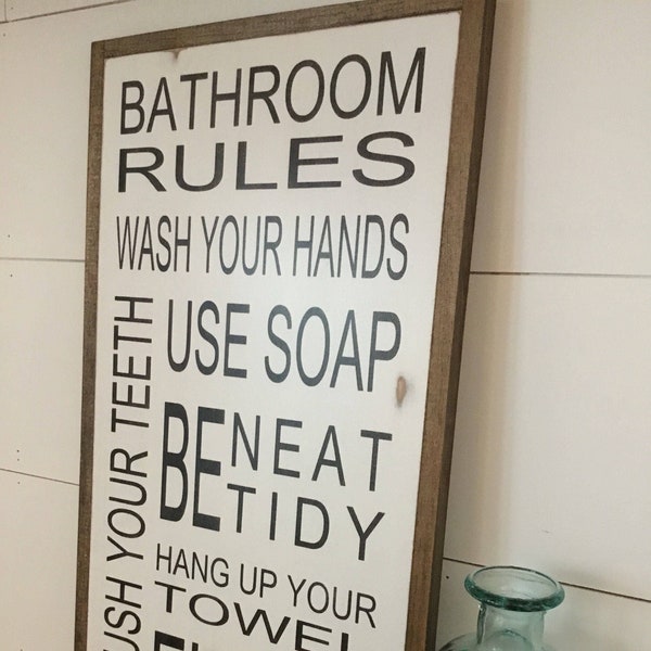Wood Bathroom Sign - Etsy