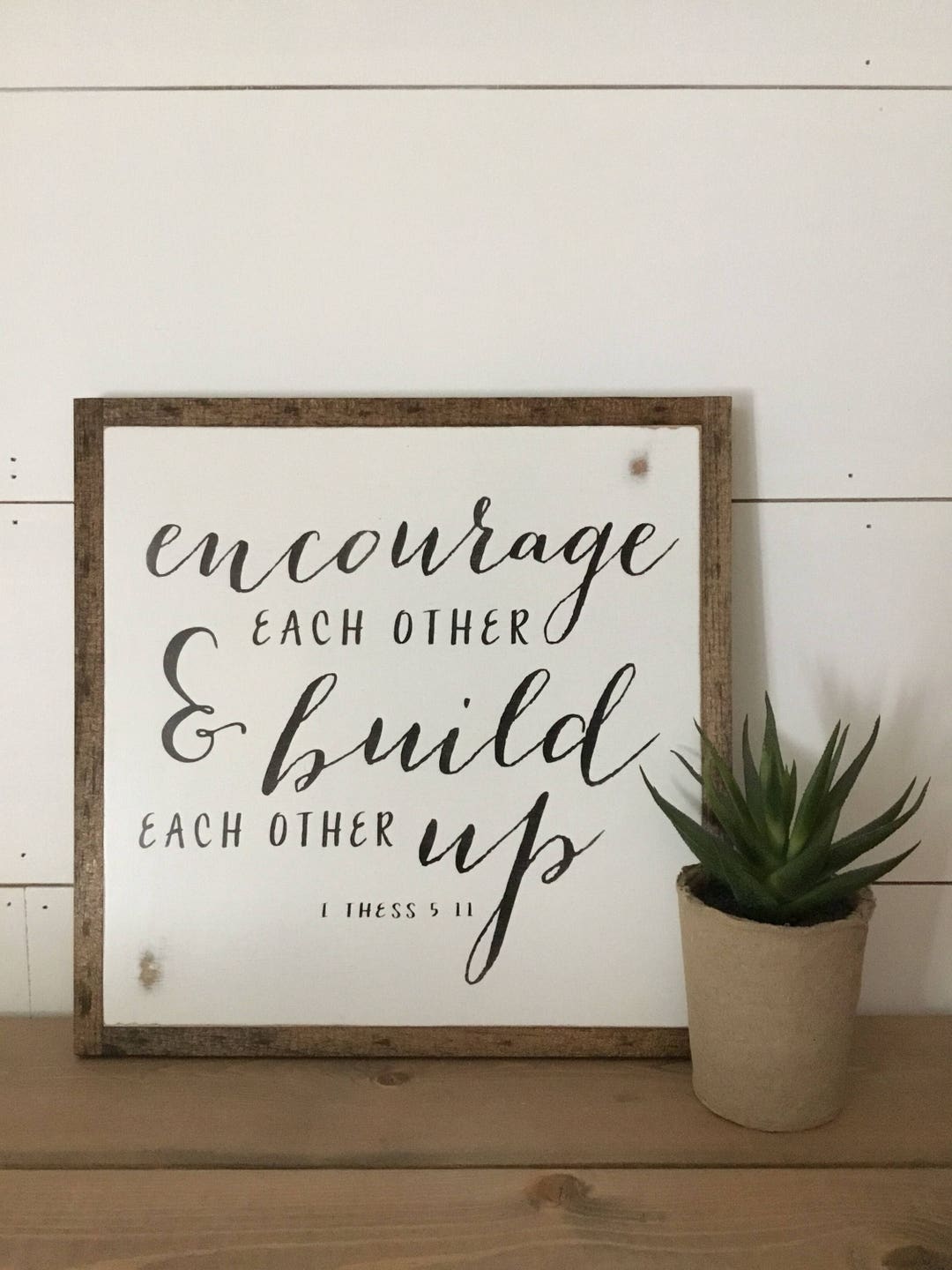 ENCOURAGE 1'X1' sign distressed wooden sign farmhouse decor framed wall ...