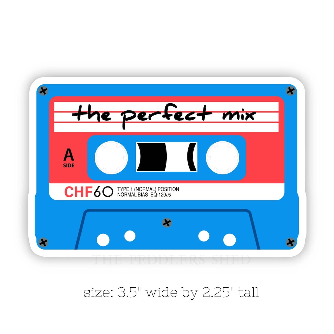 THE PERFECT MIX Cassette Tape Vinyl Sticker Water Bottle Sticker ...