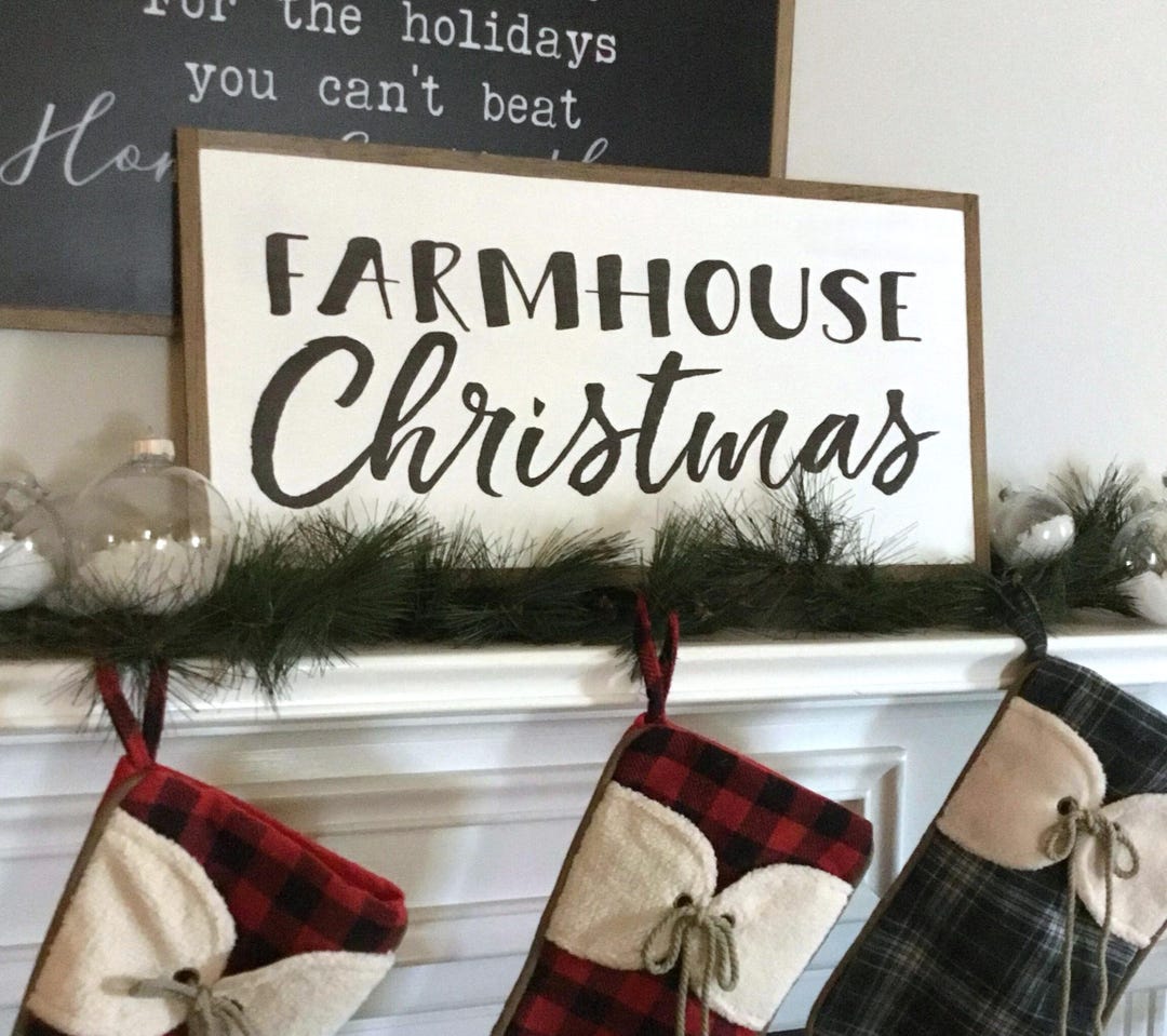 FARMHOUSE CHRISTMAS 12" X 23" Wood Sign | Rustic Wall Decor | Shabby ...