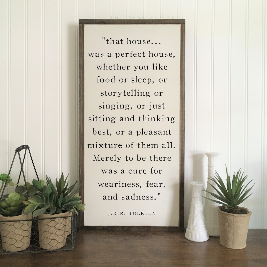 PERFECT HOUSE Wooden Framed Sign | LOTR Wall Décor | J.R.R. Tolkien ...