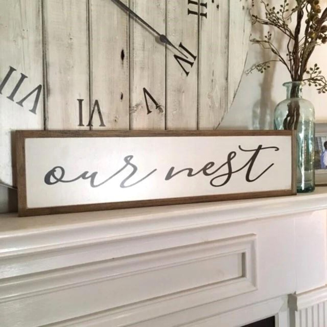 Our Nest 6"x23" Wood Sign | Framed Wooden Painted Sign | Farmhouse ...