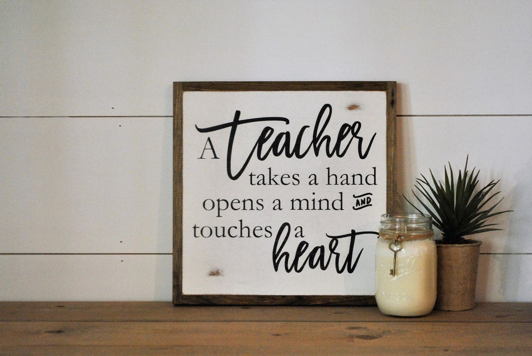 TEACHER 1'X1' Sign Distressed Wooden Framed Sign Farmhouse Inspired ...