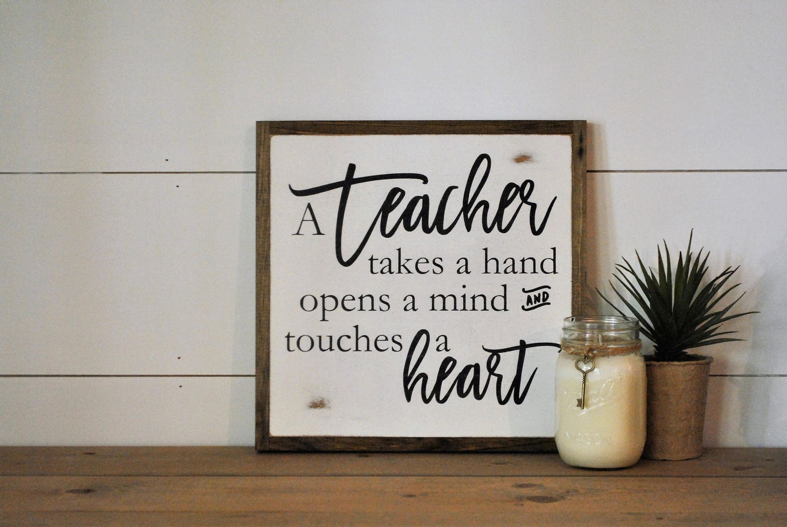 TEACHER 1'X1' Sign Distressed Wooden Framed Sign - Etsy Canada