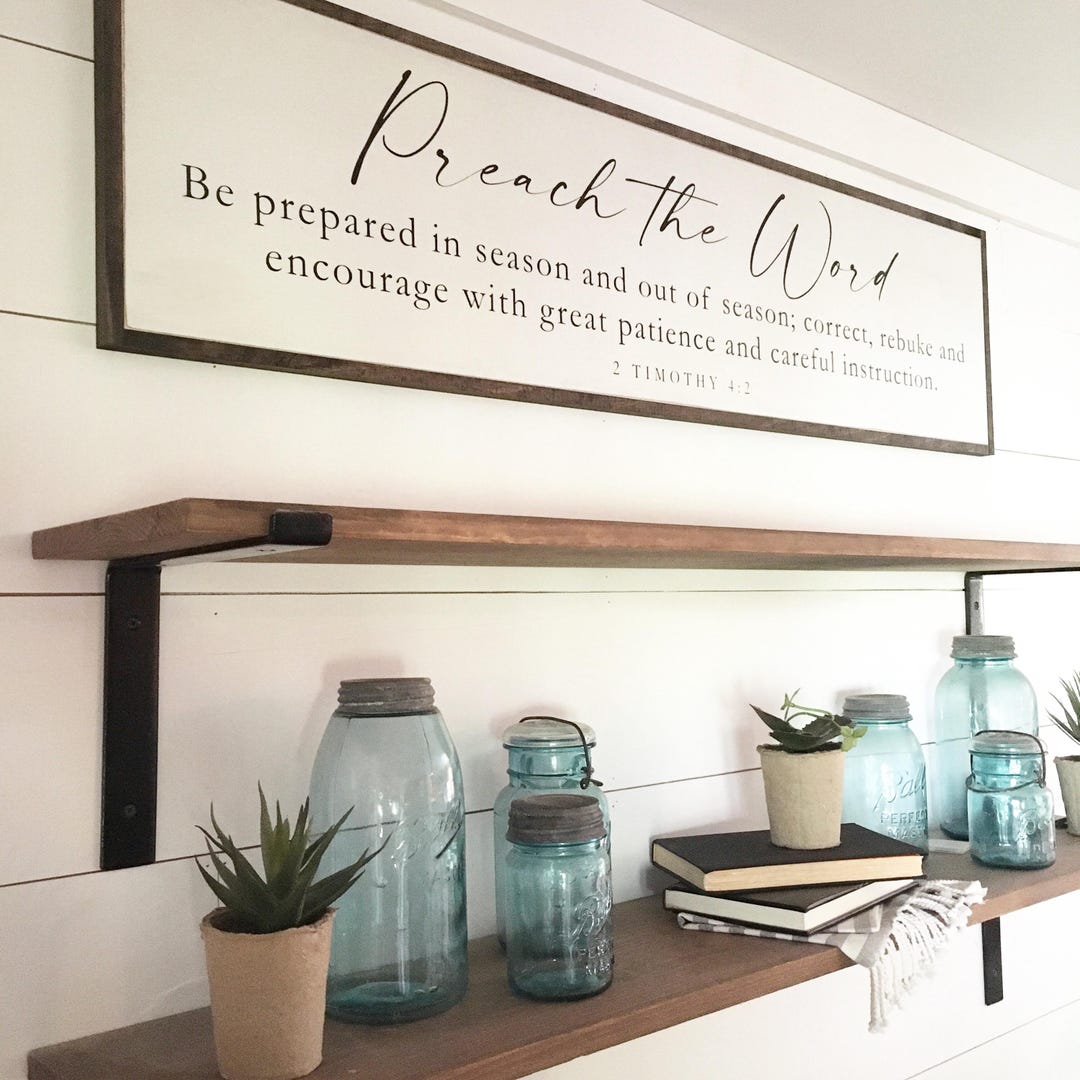 PREACH THE WORD Framed Wood Sign | Scripture Sign | Bible Verse Sign ...