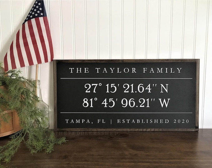 Custom Personalized Rustic Latitude Longitude Wooden Home Decor Sign ...