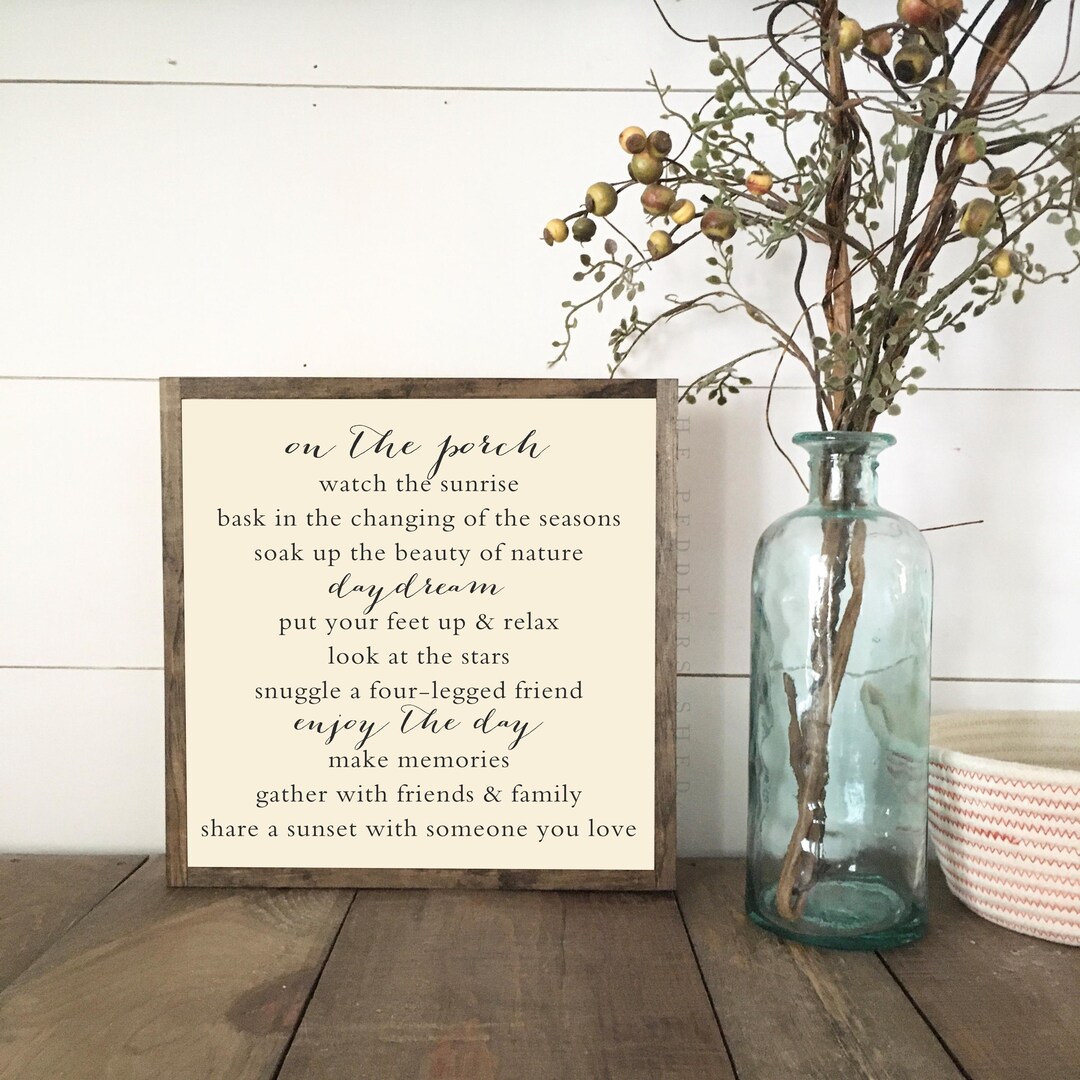 ON THE PORCH Framed Wooden Sign | Farmhouse Style | Front Porch Sign ...