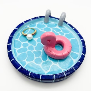 Pool Trinket Dish Clay Ceramic Handmade Jewelry Ring Holder Organizer ...