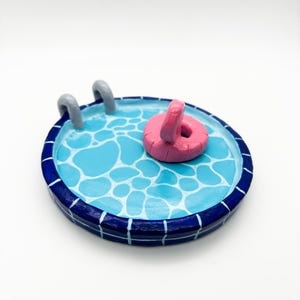 Pool Trinket Dish Clay Ceramic Handmade Jewelry Ring Holder Organizer ...