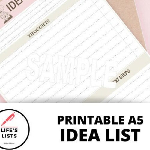 Life's Lists Printable Idea List Brainstorm List Black & | Etsy