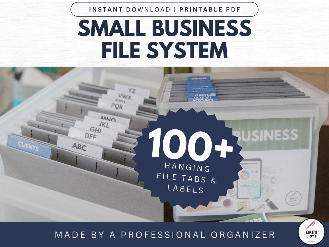 Printable Small Business Filing System | DIY File Tabs (PDF) - Etsy