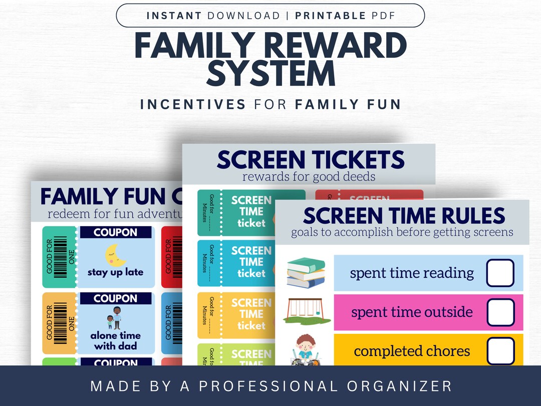 Chore Chart Family Planner With Reward Coupons | Kids Coupons | Reward ...