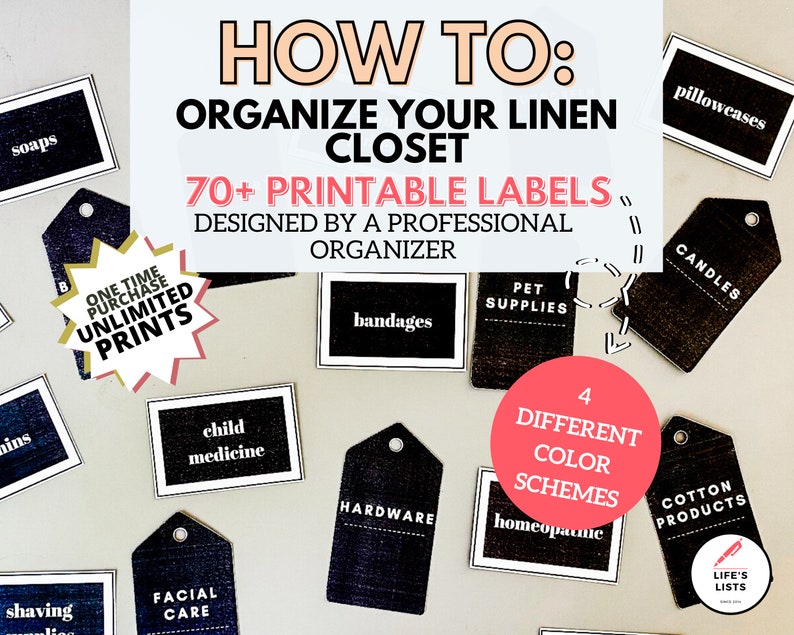 Linen Closet Labels | 63+ Printable Organization System (digital ...