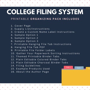 College Filing System | DIY Printable Organizer (PDF) - Etsy