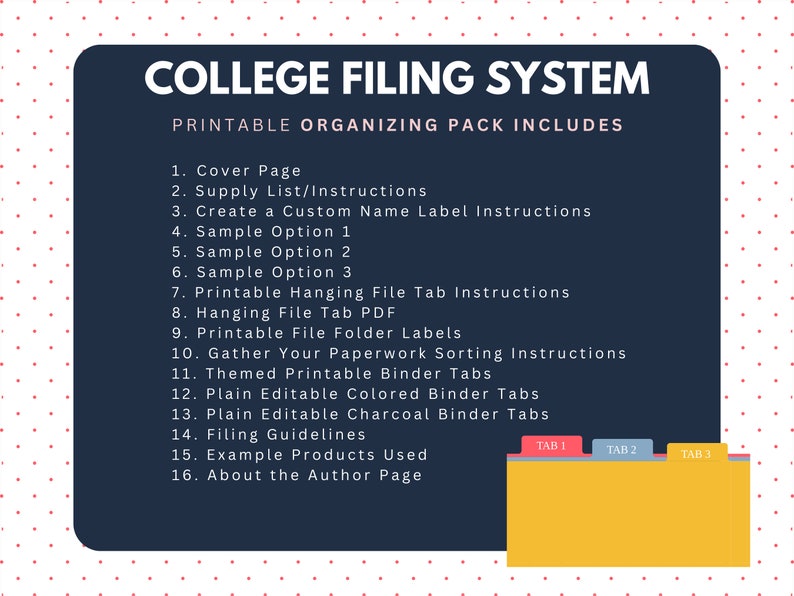 College Filing System DIY Printable College Organizing System File ...