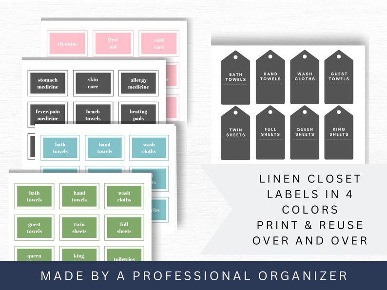 Linen Closet Labels | 63+ Printable Organization System (digital ...