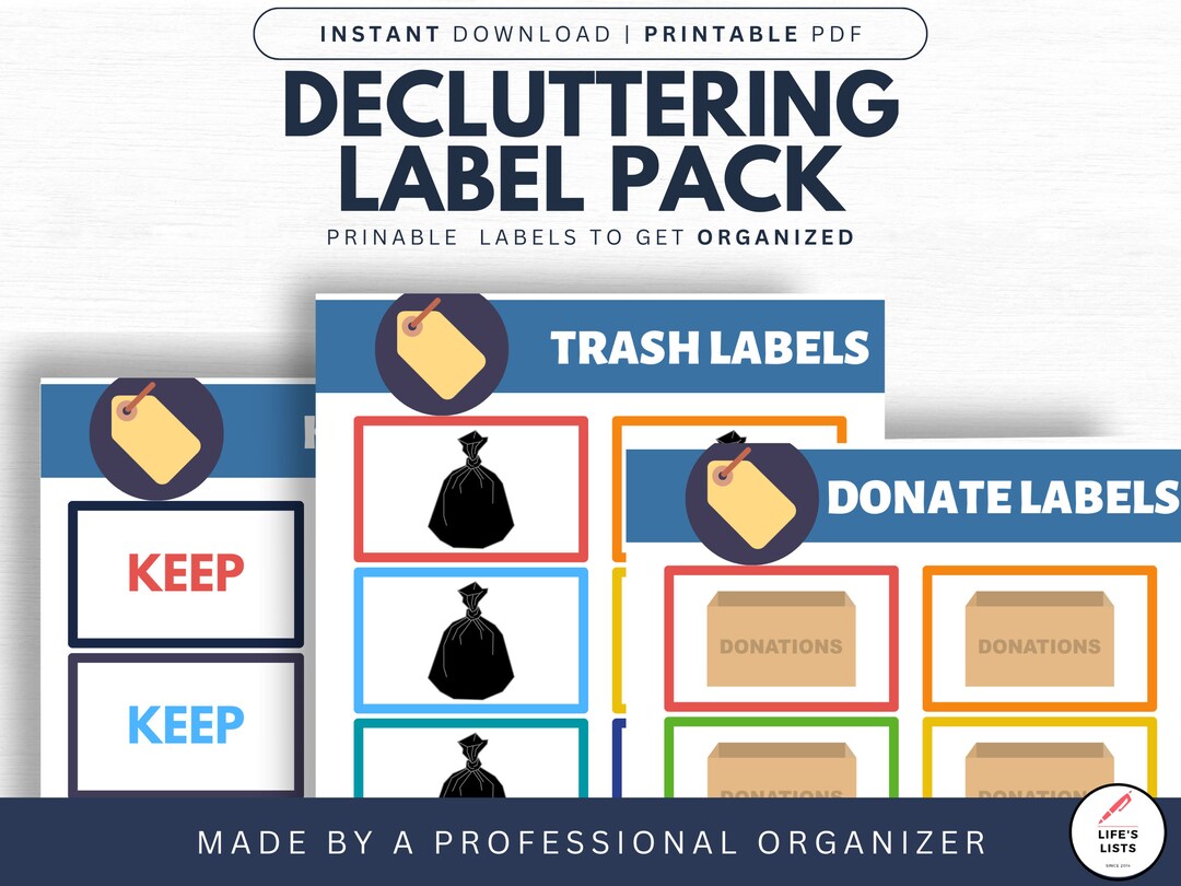 Life's Lists Complete Declutter Labels Printable Pack | Home ...