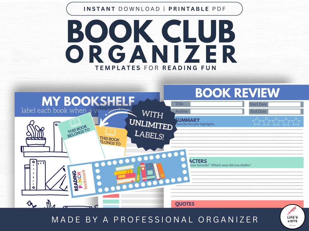 Book Club Organizer Printable | Reading Tracker, Book Review (digital ...